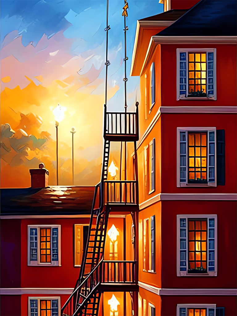 Fire Escape Ladder 3 Story 8 m with Carabiners - Fire Safety