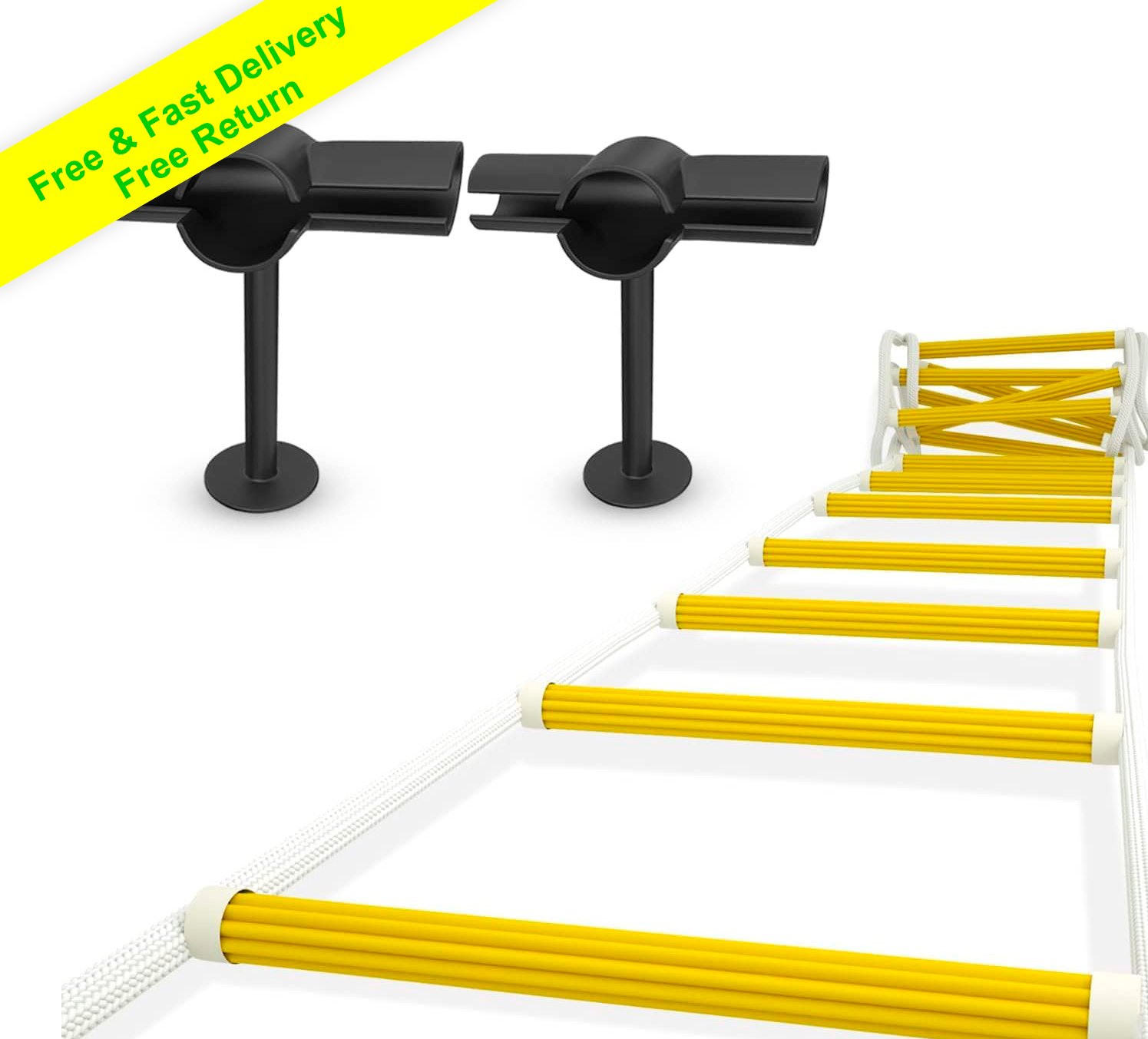 Rope Ladder Fire Escape 2.5 m with Stand-Off Stabilizers - ISOP UK