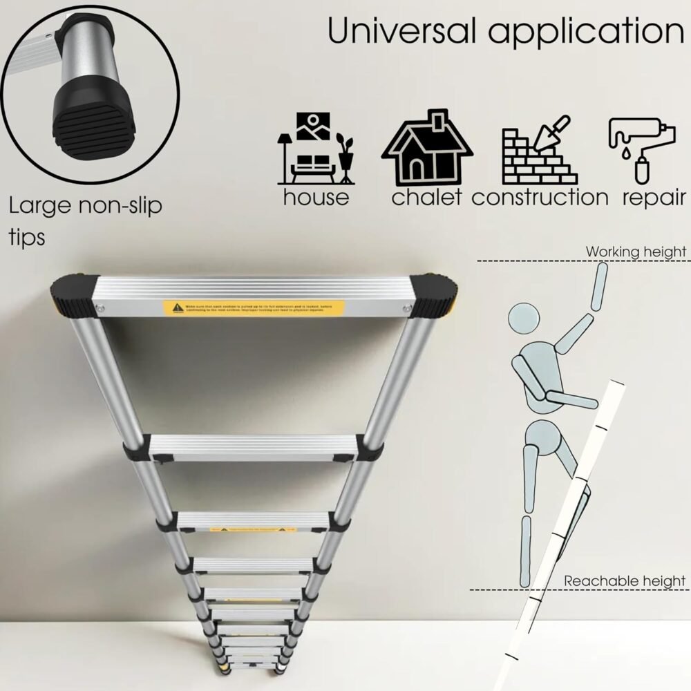 Certified Telescopic Ladder 3.6 m | 11 Steps Folding Ladders - ISOP UK