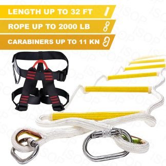 Fire Evacuation Rope Ladder 32ft (10m) with Safety Harness