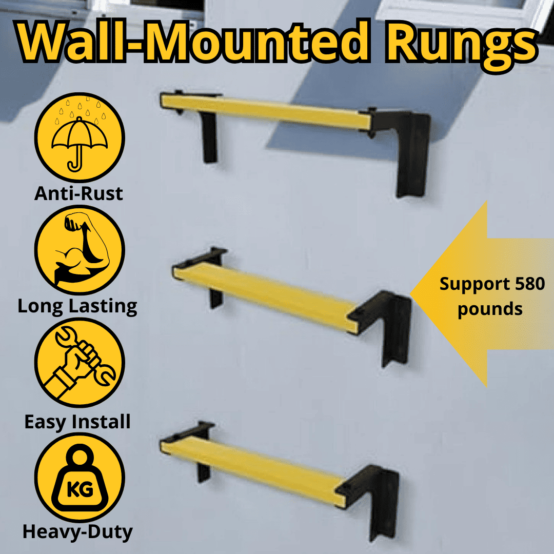 Wall Mounted Rungs | 10 Climbing Rungs - Well Rungs Set
