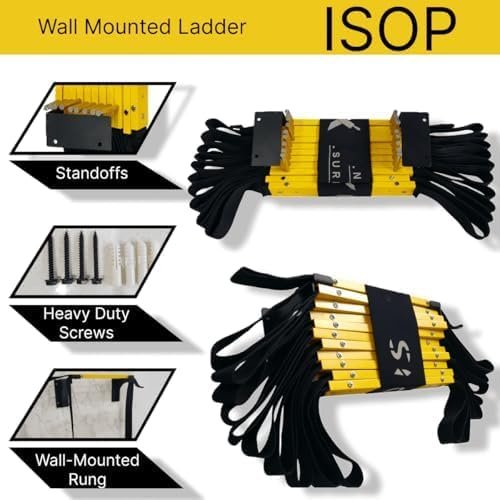 Essential Wall-Mounted Fire Escape Ladder 25 ft for 3-Story