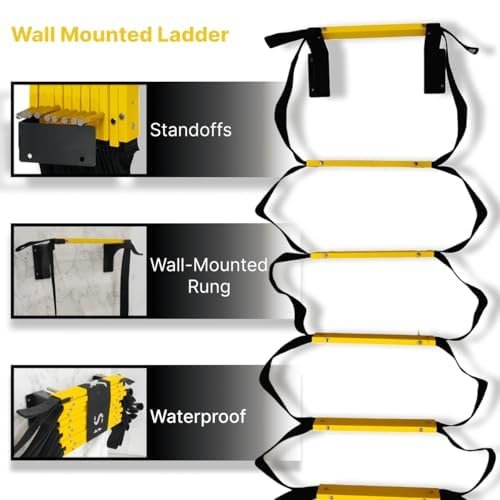 Essential Wall-Mounted Fire Escape Ladder 25 ft for 3-Story